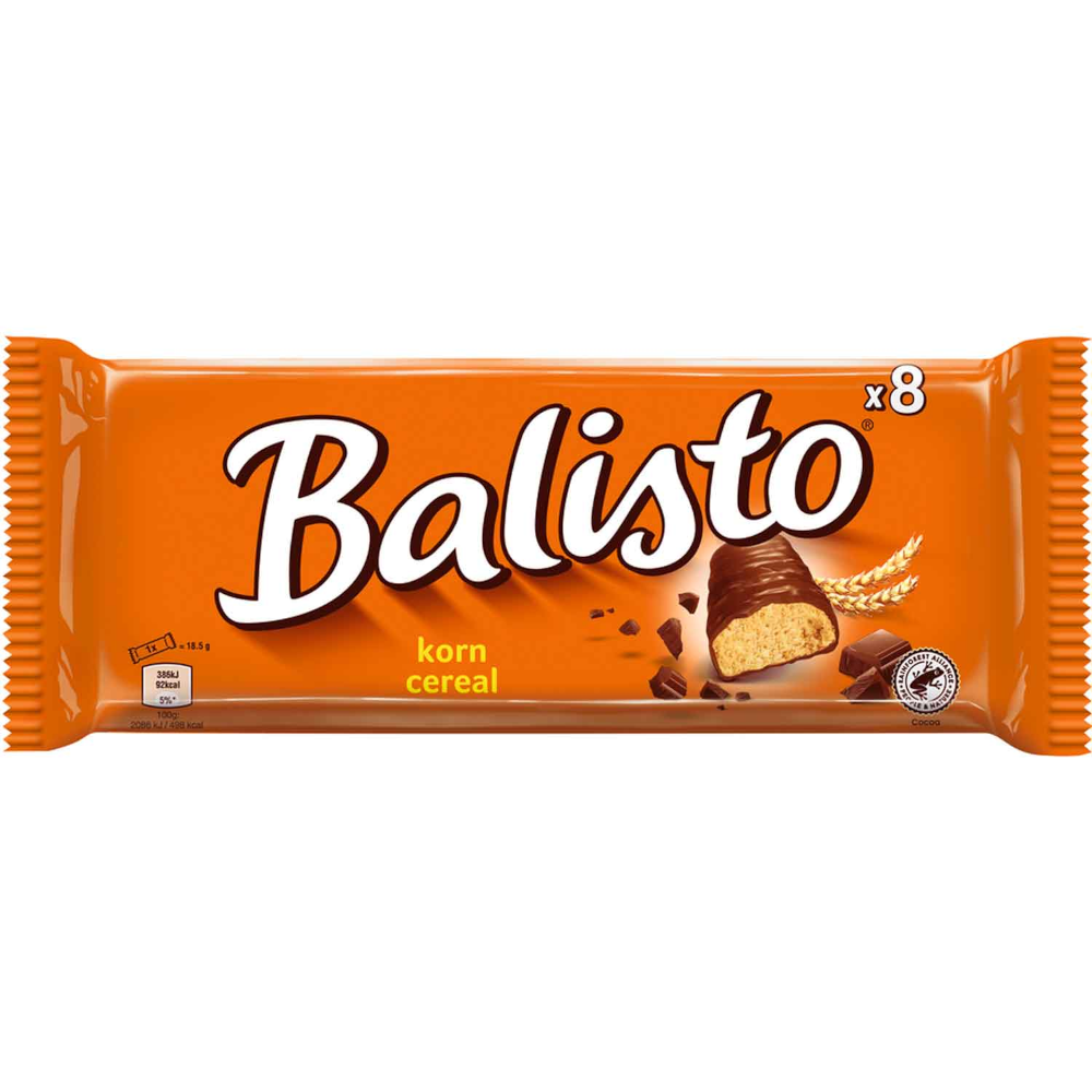 Balisto Korn wholemeal cookie bar with milk chocolate 8 pieces