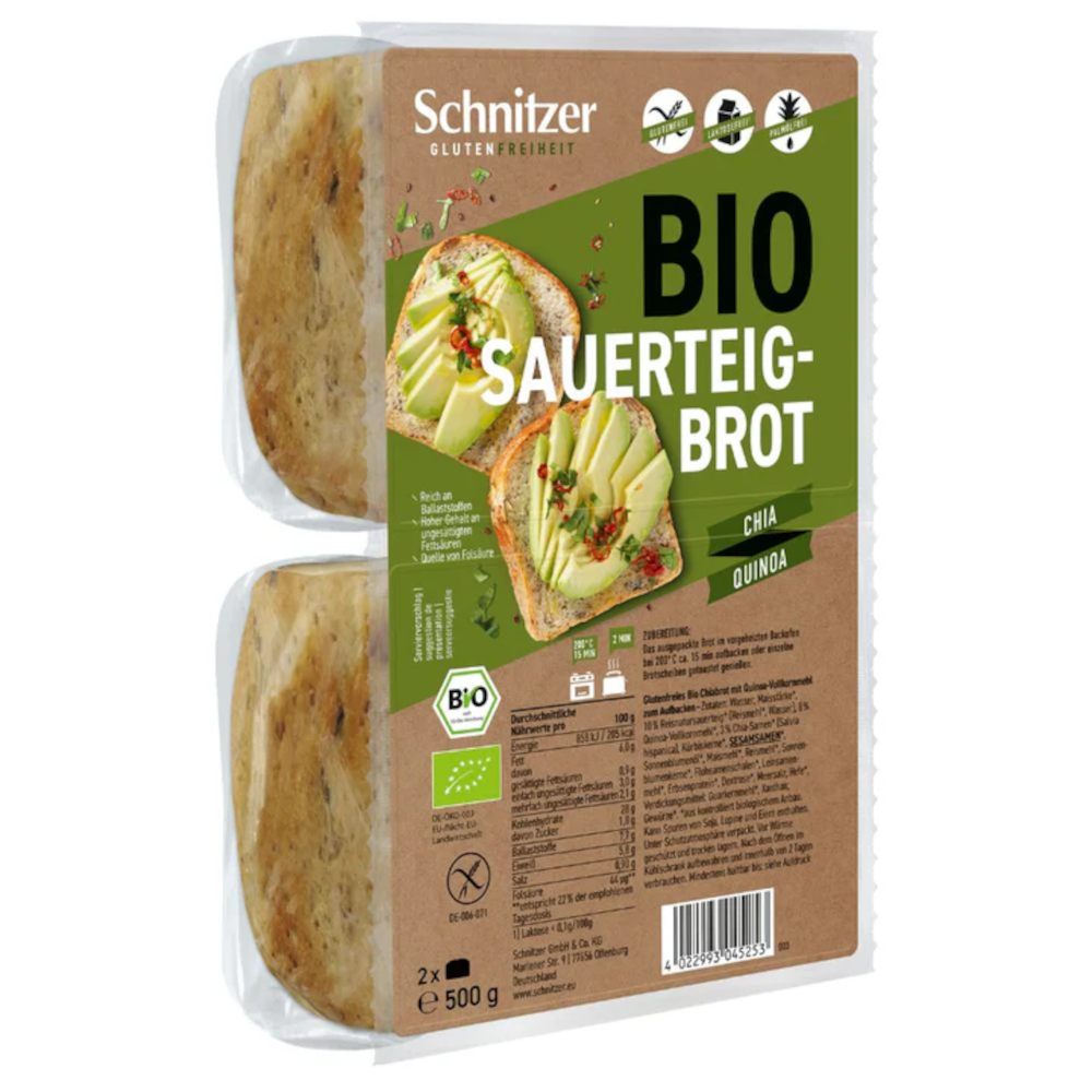 Schnitzer Organic Sourdough Bread with Chia & Quinoa Gluten-Free 500g ...