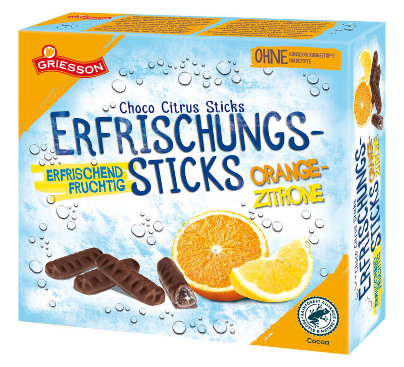 Griesson Choco Citrus Refreshment Sticks Orange Lemon 150g / 5.29oz