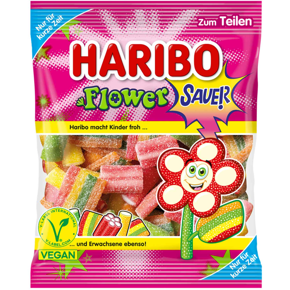HARIBO Flower Sour Vegan Fruit Gum Confectionery 160g