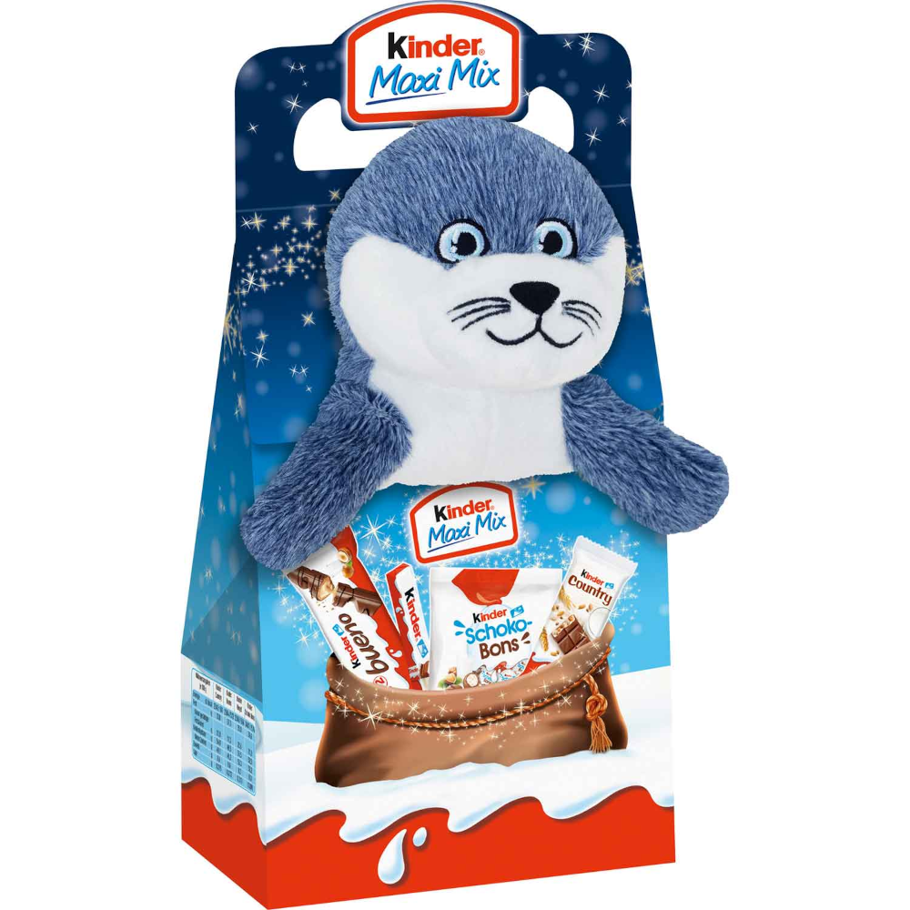 Ferrero Kinder Schokolade Maxi Mix mit Plüschtier "Robbe" 133g / 4.69