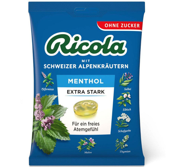 Ricola Menthol Extra Stark Kräuterbonbons ohne Zucker 75g / 2.64oz ...