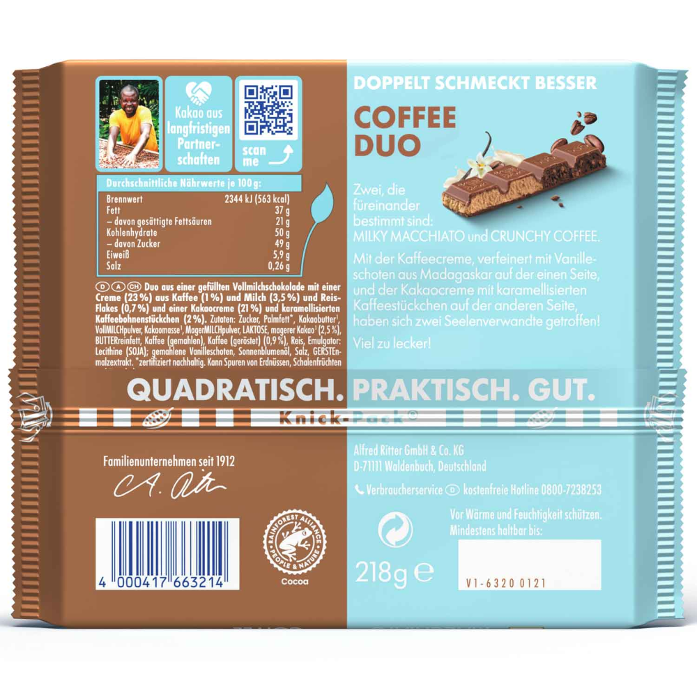 Ritter Sport Chocolate Coffee Duo 218g / 7.68oz