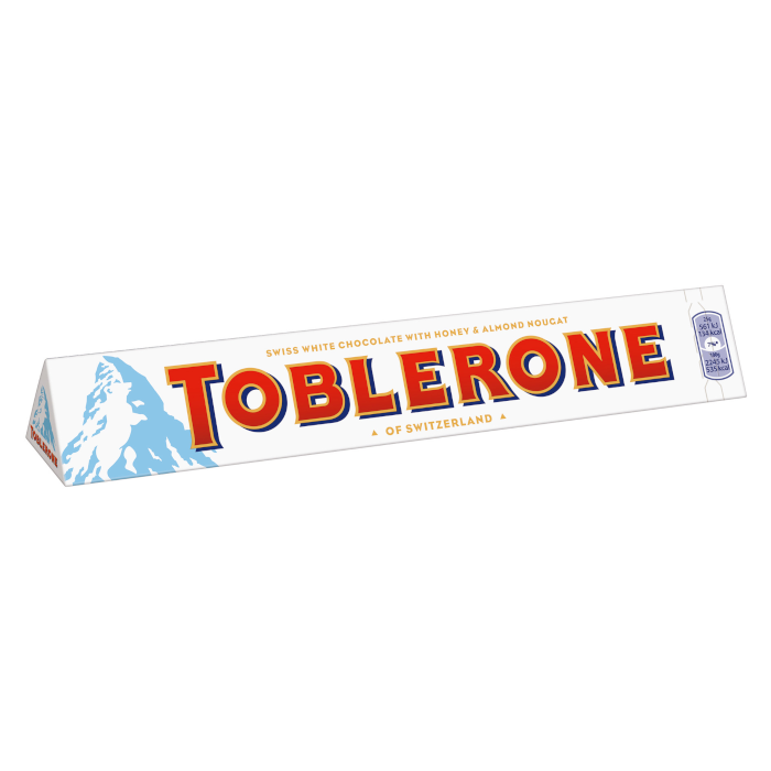 Toblerone White Chocolate with Honey & Almond Nougat 100g / 3.53 oz ...