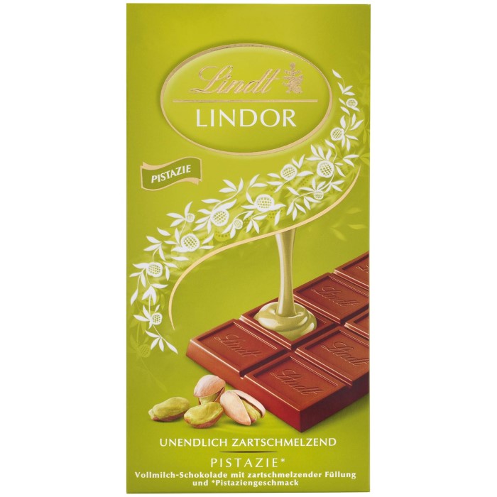 Lindt Lindor Pistachio Milk Chocolate Bar 100g / 3.52oz