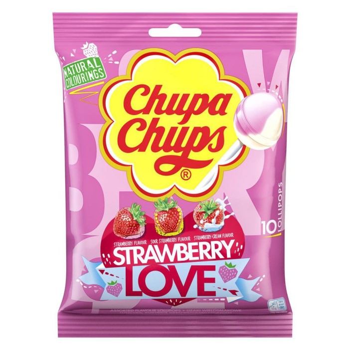 Chupa Chups Strawberry Love Lollipops Lollipops 10 pieces